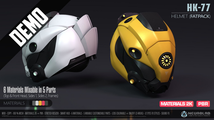 Second Life Marketplace - *DEMO* HELMET HK-77 (FATPACK + PBR) [Neurolab ...